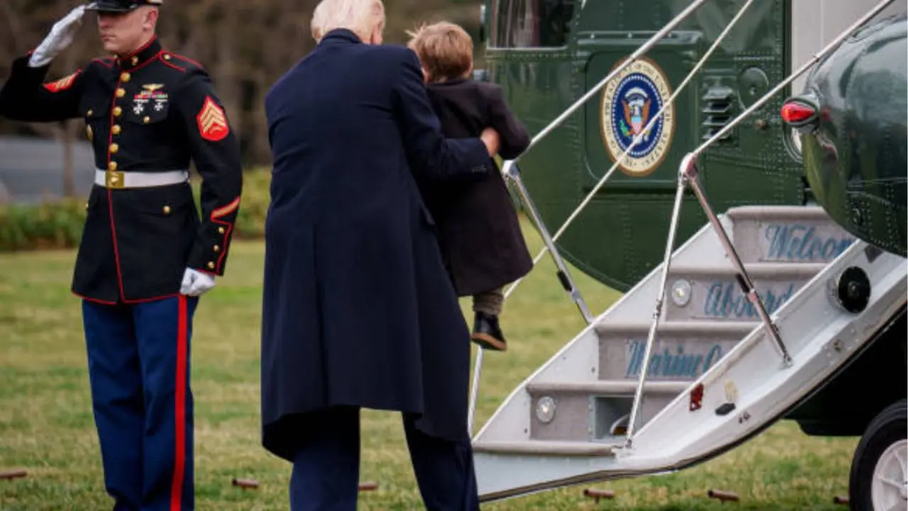 'Grandpa' Trump helps Elon Musk's son X to board Marine Force One