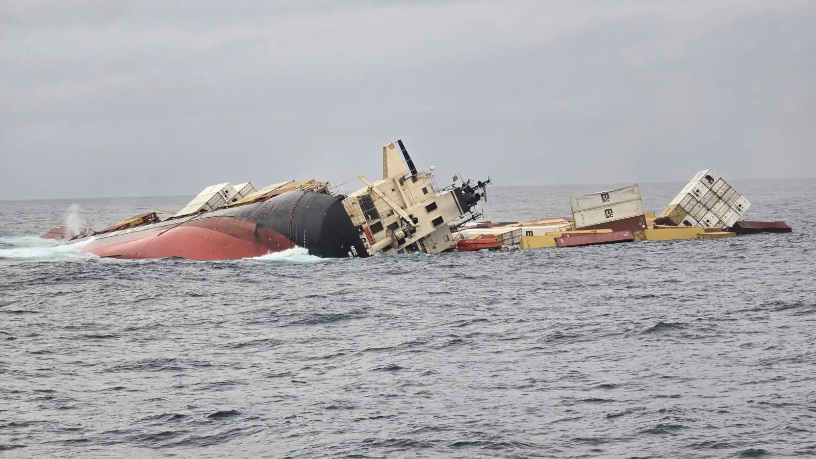 Large cargo ship sinks off Kochi; Oil and chemical spill risk persists