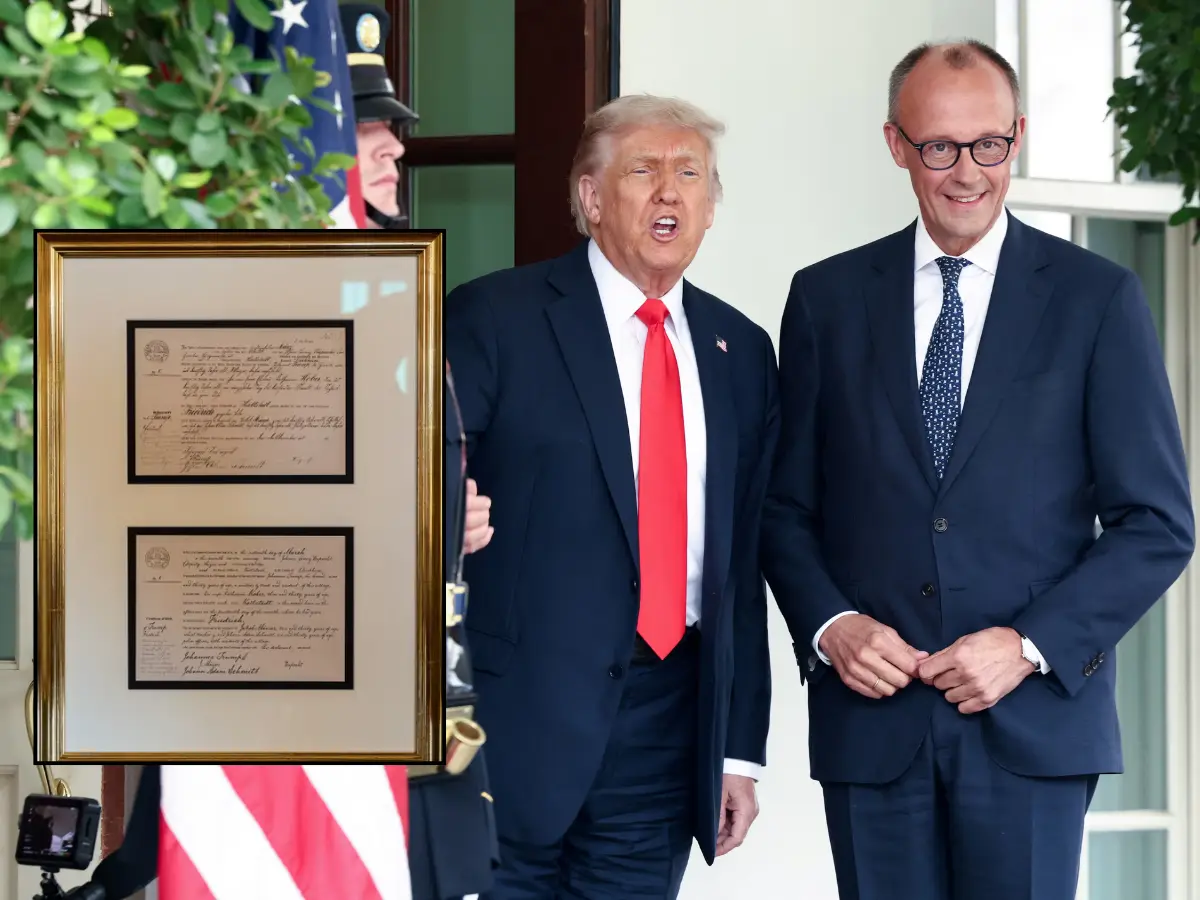 German Chancellor Friedrich Merz gifts President Trump his grandfather ...