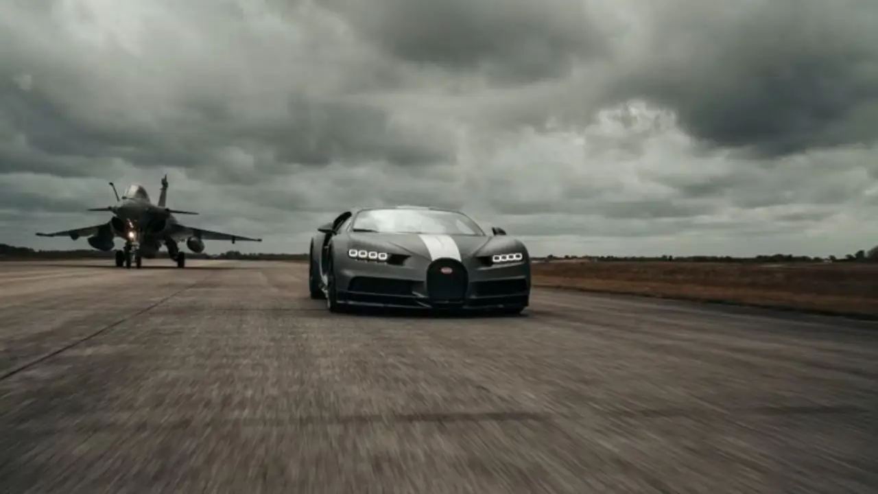 A Bugatti owner tried racing an F-16 fighter jet and then this happened...