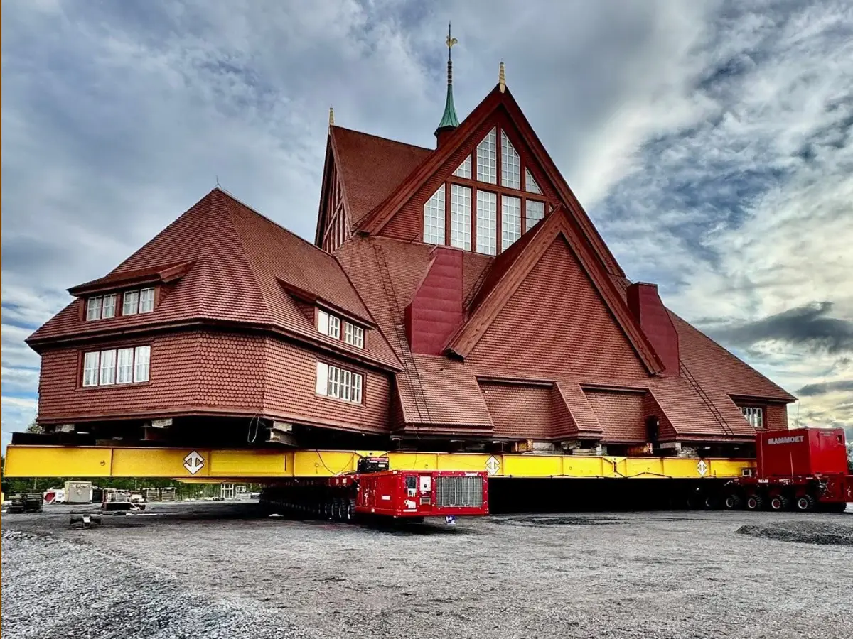 113-year-old Swedish church moved 3 miles on wheels. Here's why