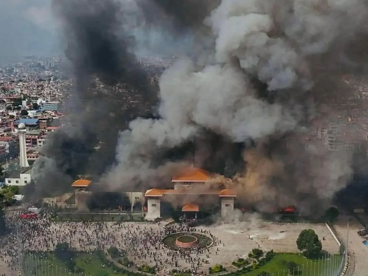 WATCH: Nepal Parliament set on fire, roaring visuals might shock you