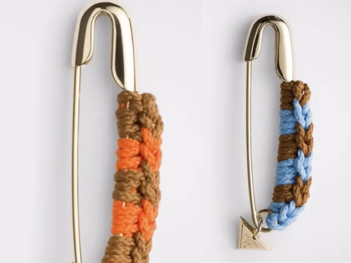 68,758 for ₹ 10 safety pins? Prada's latest crochet brooch costs more ...