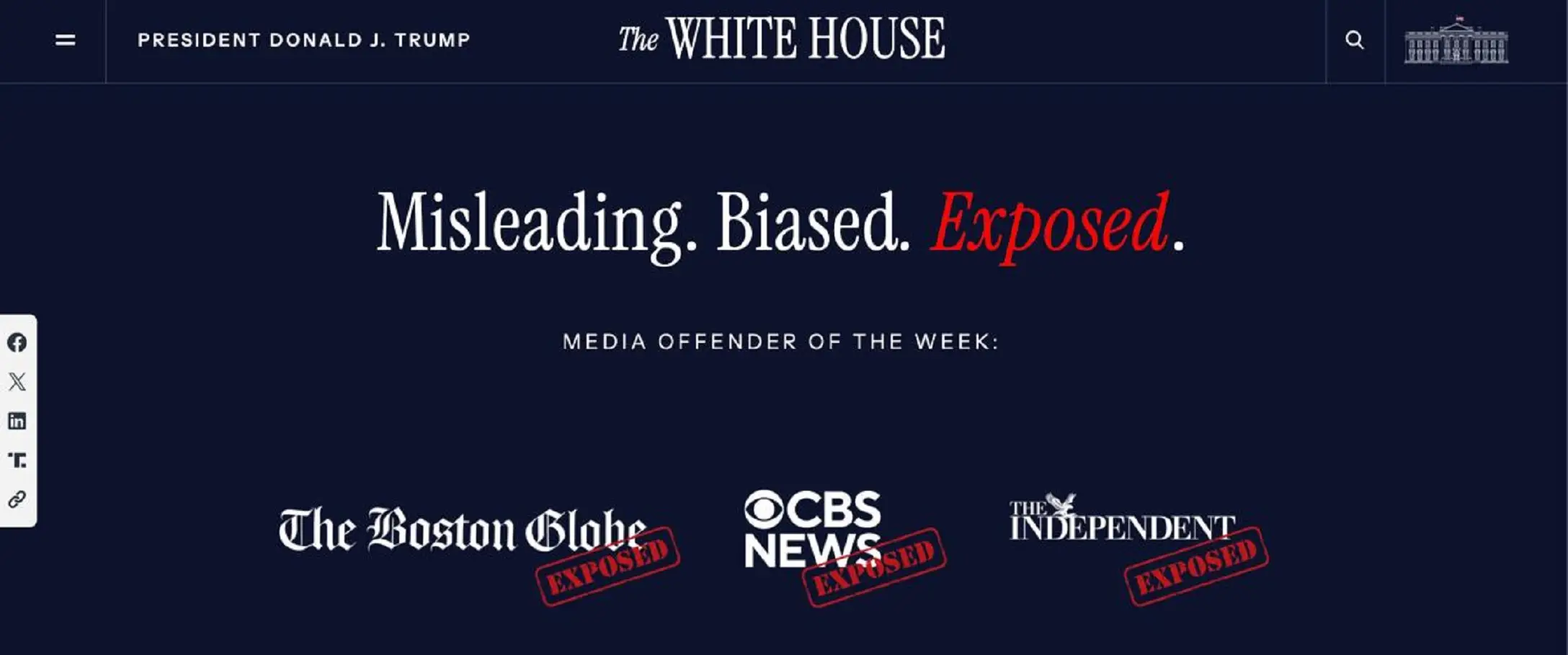 White House launches website to ‘expose’ ‘misleading, biased’ coverage ...
