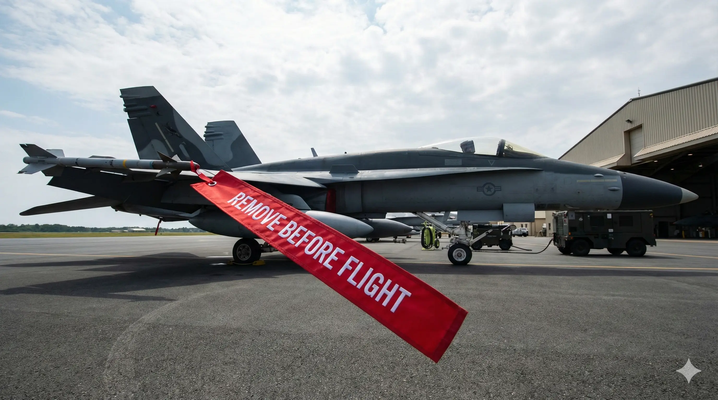 Why you should never touch the red ribbons on a parked fighter jet