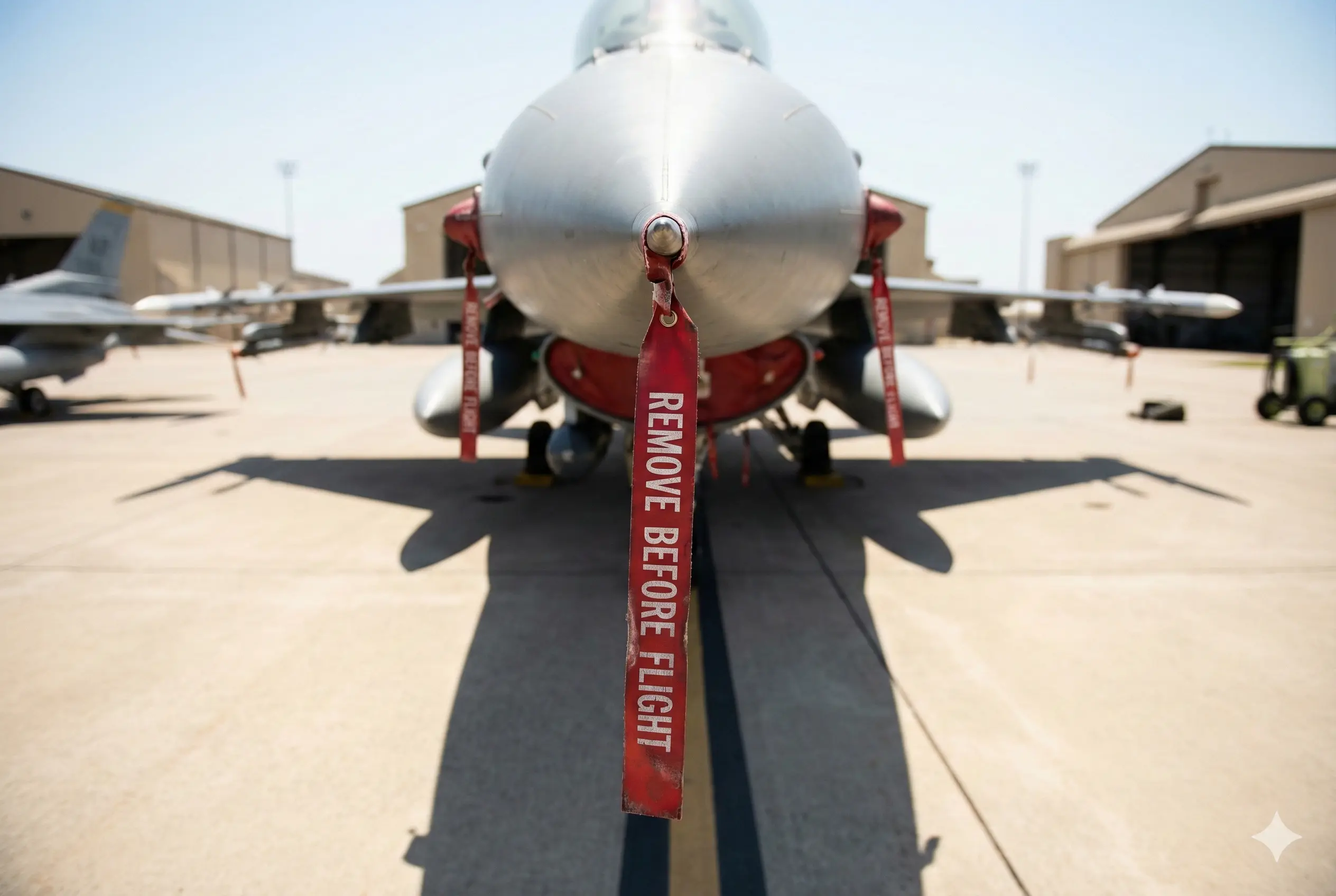 Why you should never touch the red ribbons on a parked fighter jet