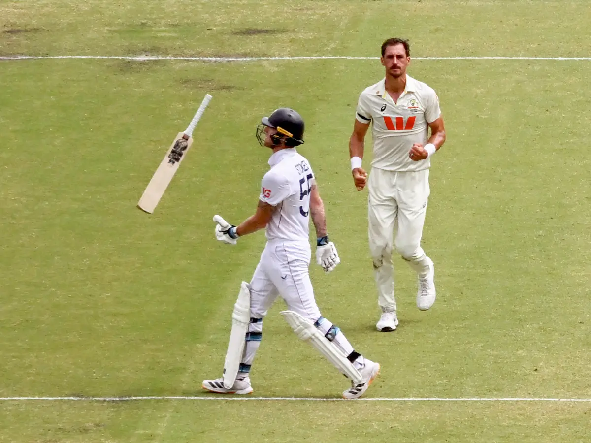 Watch: Angry Ben Stokes jumps in frustration as Mitchell Starc castles ...