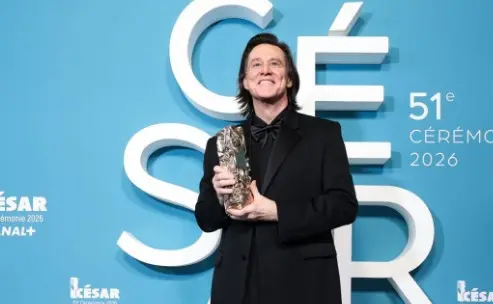 Jim Carrey receives honorary award at Cesar Awards 2026, gives speech ...