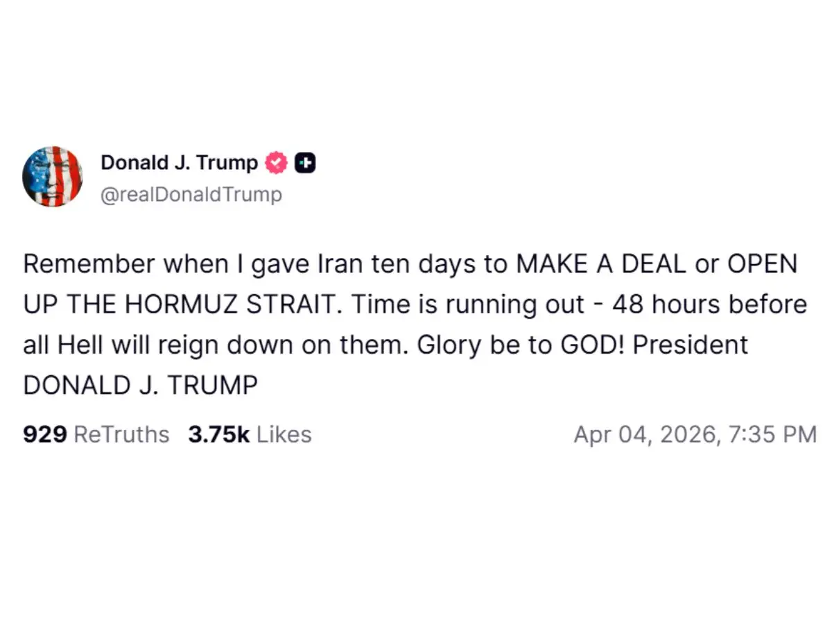 Trump gives Iran 48‑hour ultimatum, warns ‘hell will rain down’ if no ...