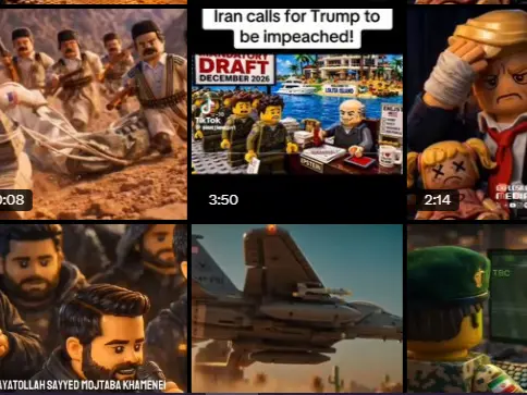 REVEALED: The group behind the Lego Movie-style warriors of Iranian AI ...