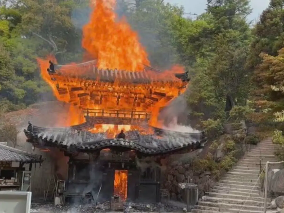 Japan’s 1,200-year-old eternal flame survives devastating temple fire