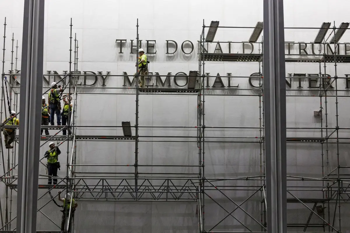 Workers remove Trump's name from Kennedy Center in dramatic overnight ...