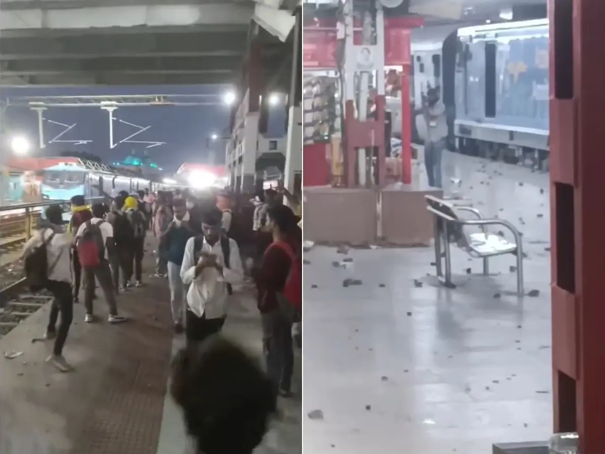 Stone-pelting, trains vandalised, warning shots fired: Bihar exam ...