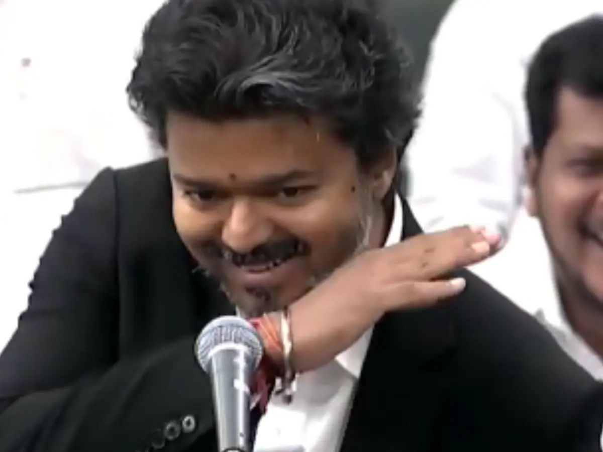 Vijay ends assembly speech in his signature heroic style; Fans say It's ...